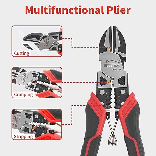 Wire Cutters, HOUSERAN Side Cutters with Wire Stripper and Crimper, 7-1 ...