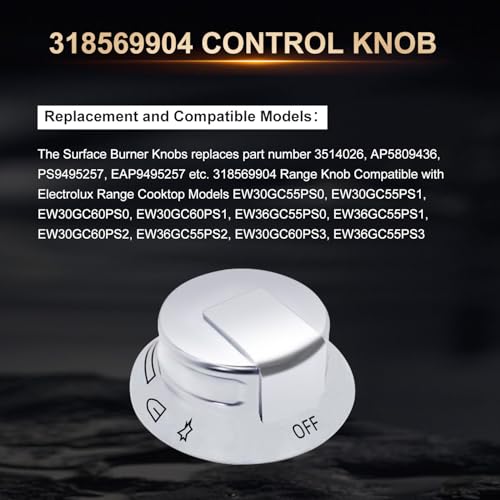 Yoikerpt 318569904 Cooktop Burner Control Knob Compatible with Cooktop ...