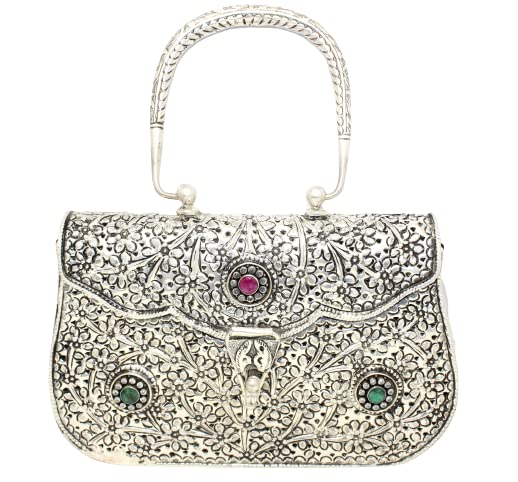 Rajasthan Gems Sterling Silver Purse Bag Clutch Handbag 925 Onyx Zircon ...
