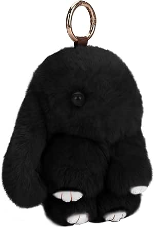 LiuSuper Soft Cute Fluffy Rabbit Keychain Fur Plush Fluffy Bunny ...