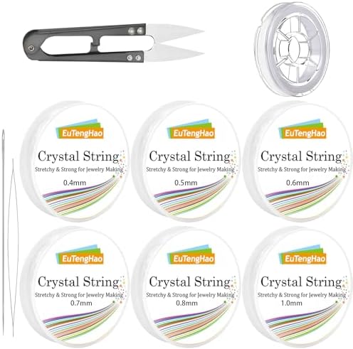 EuTengHao 7 Rolls Elastic Bracelet String Cord 0.4mm/0.5mm/0.6mm/0.7mm ...