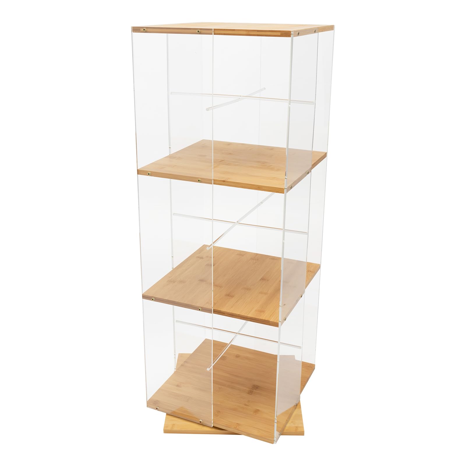 Amazon.com: Oiveinya Acrylic Bookcase Shelves,3 Tiers Floor Standing ...
