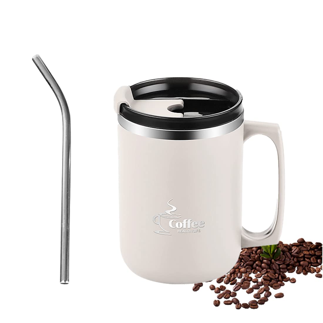 15 OZ Coffee Mug with Handle,Double Wall Vacuum Travel Mug,Coffee Mug ...