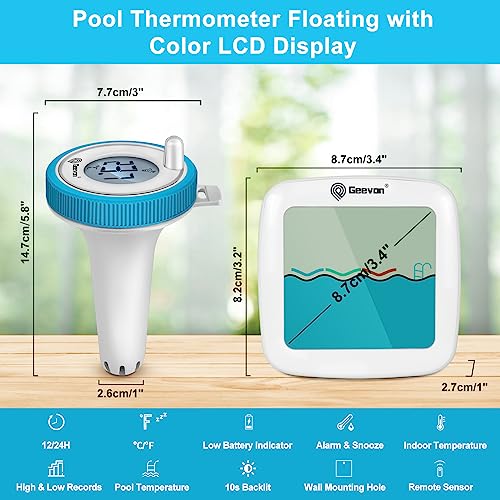 GEEVON Swimming Pool Thermometer Floating Easy Read,Digital Pool ...