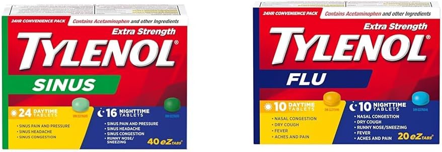 TYLENOL Sinus Extra Strength and Extra Strength Flu eZ Tabs Combo Pack ...