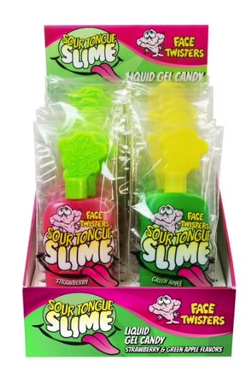 Amazon.com : Face Twisters Sour Tongue Slime Candy, Cherry and Blue ...