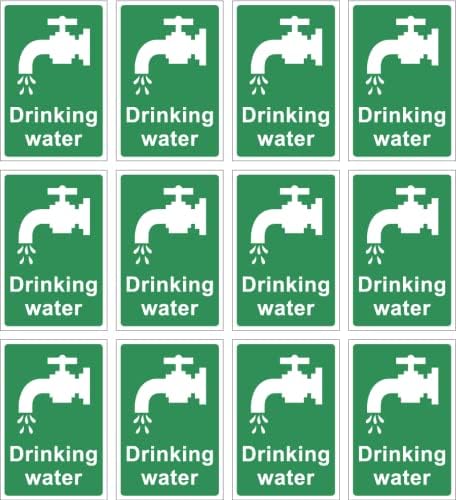Pack of 12 - 60mm x 90mm Drinking water self adhesive vinyl signs ...