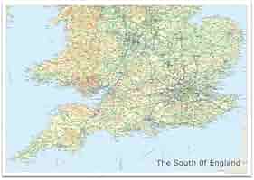 Map Of Southern England Illustrated Map Of Southern England For GWR