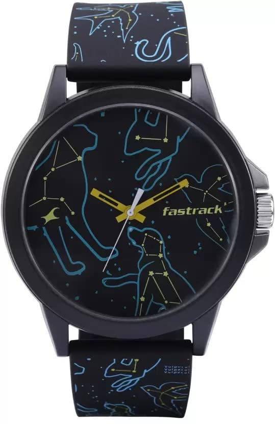 Fastrack Space Rover Quartz Analog Black Dial Silicone Strap Unisex ...