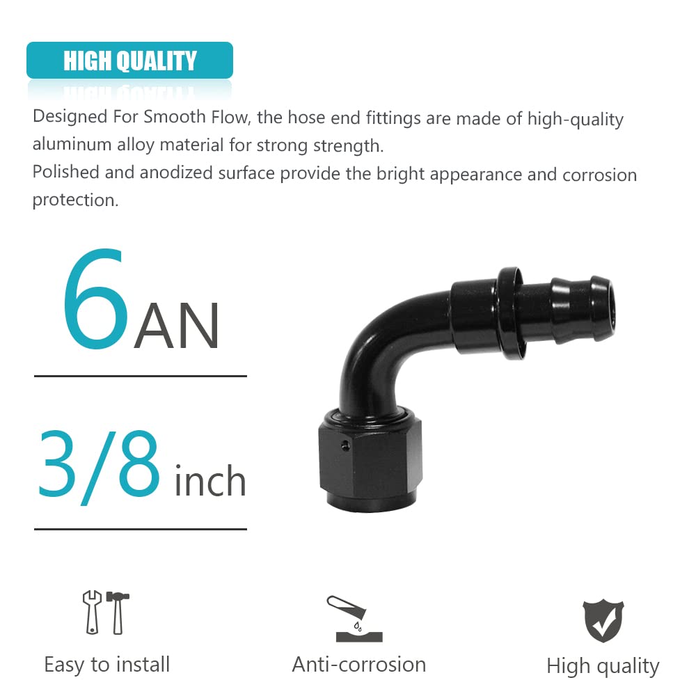 Snapklik.com : 8AN 90 Degree Push Lock Hose Fitting Female Swivel Push ...