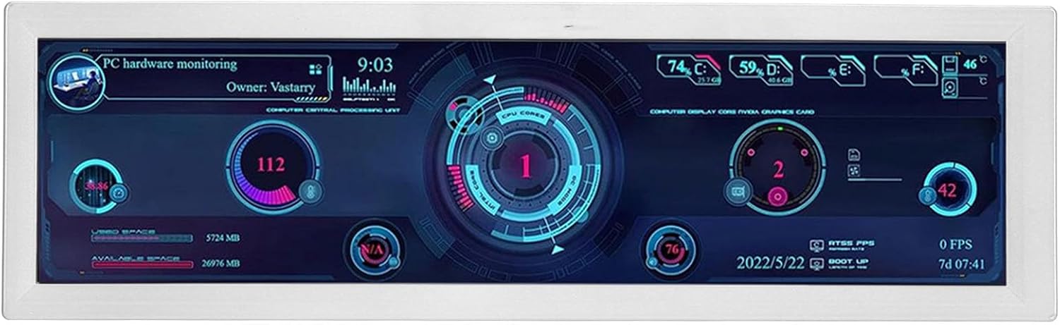 Amazon.com: 8.8Inch Computer Temp Monitor, CPU GPU, FPS, HDD Data ...