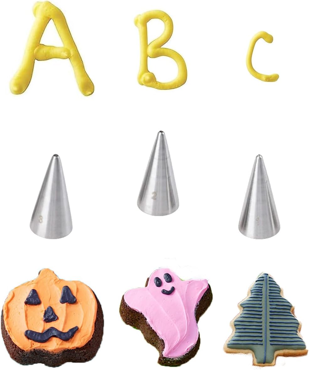 Amazon.com: Royal Icing Piping Tips 1 2 3,Small Round Icing Tips for ...