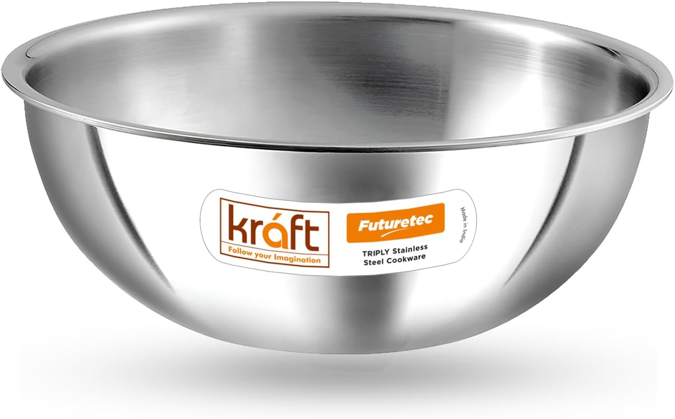 Kraft Futuretec Triply Stainless Steel Cookware Tasla - 3.3 Litre, 24cm ...