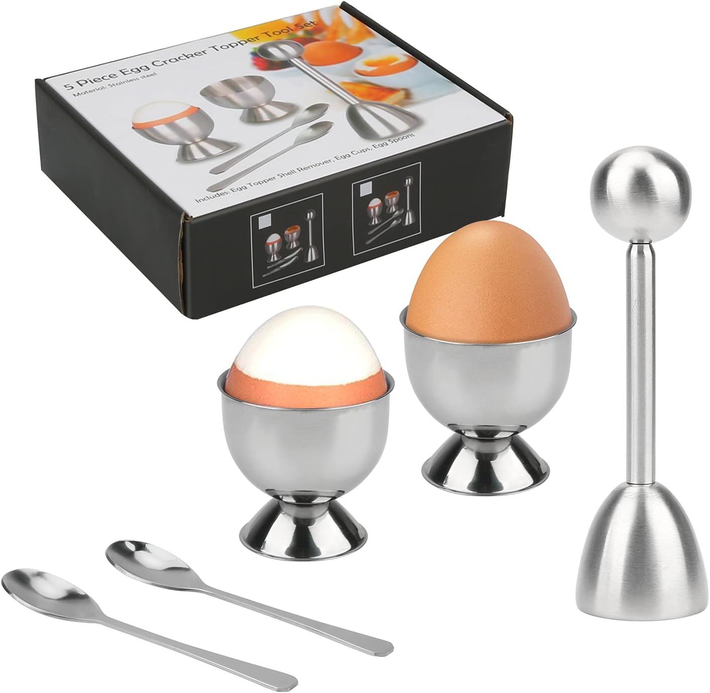 Amazon.com: Lybile Egg Cracker Topper Set Soft Hard Boiled Egg Opener ...