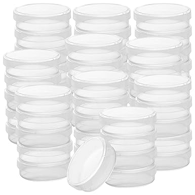 YUENPUN 50 PCS 35mm Plastic Petri Dishes with Lids, Small Petri Dishes ...