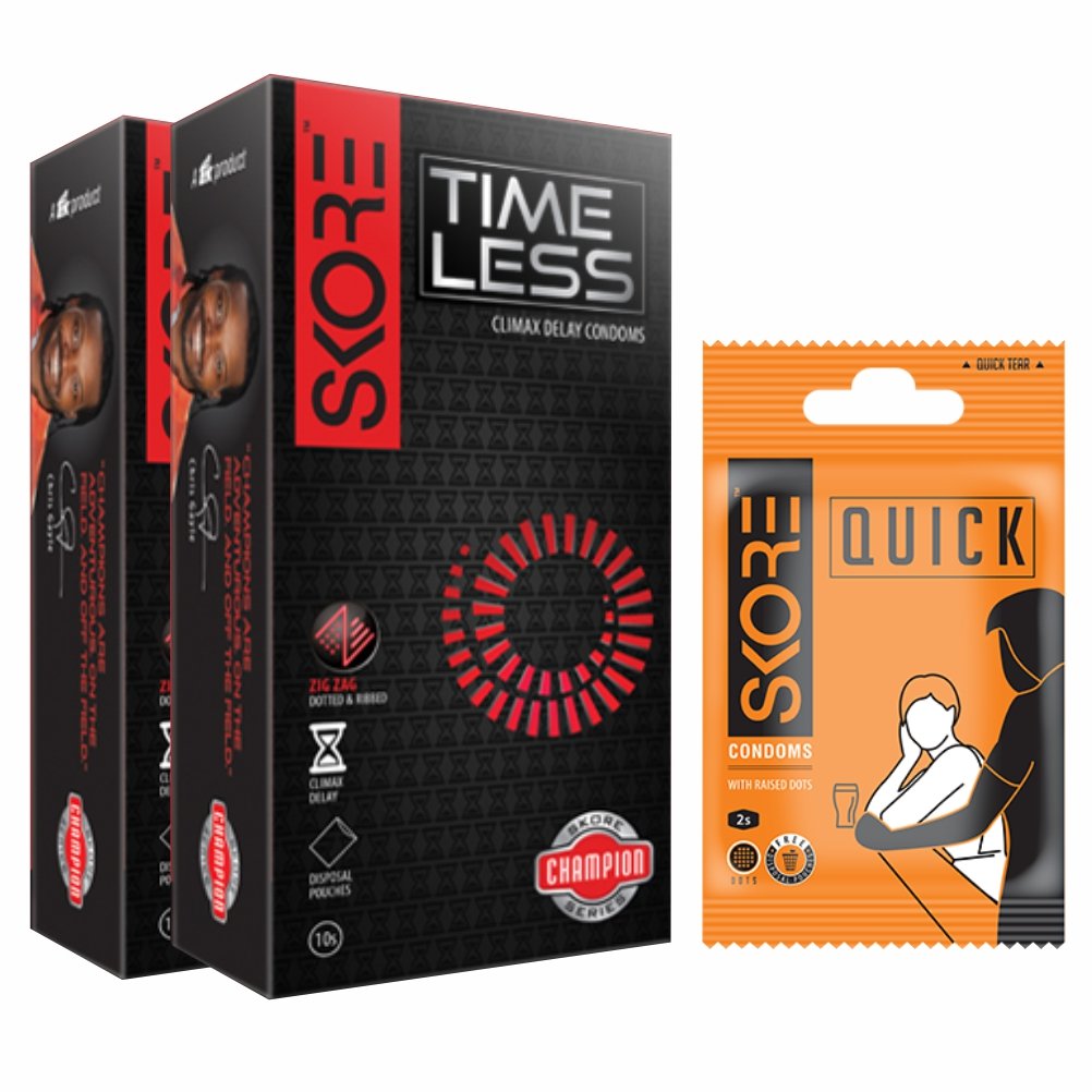 Skore Timeless Climax Delay Condoms - 10 Pieces (Pack of 2) + Skore ...