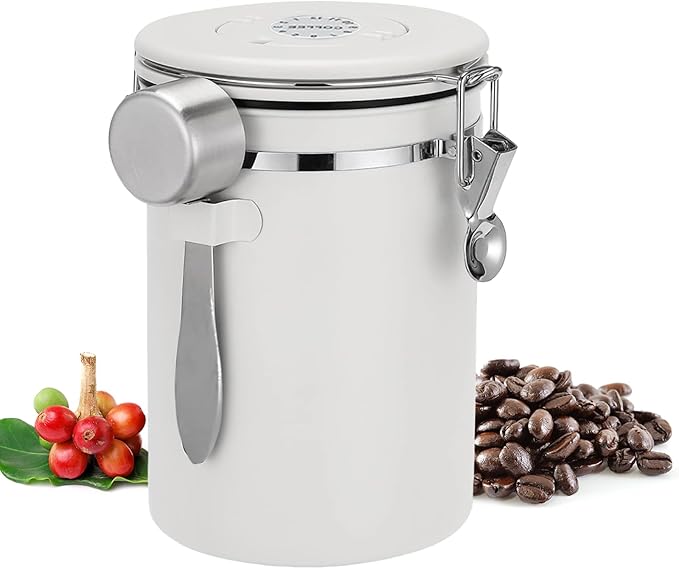 1.8L/60oz Large Stainless Steel Coffee Canister，with AirTight Seal BPA ...