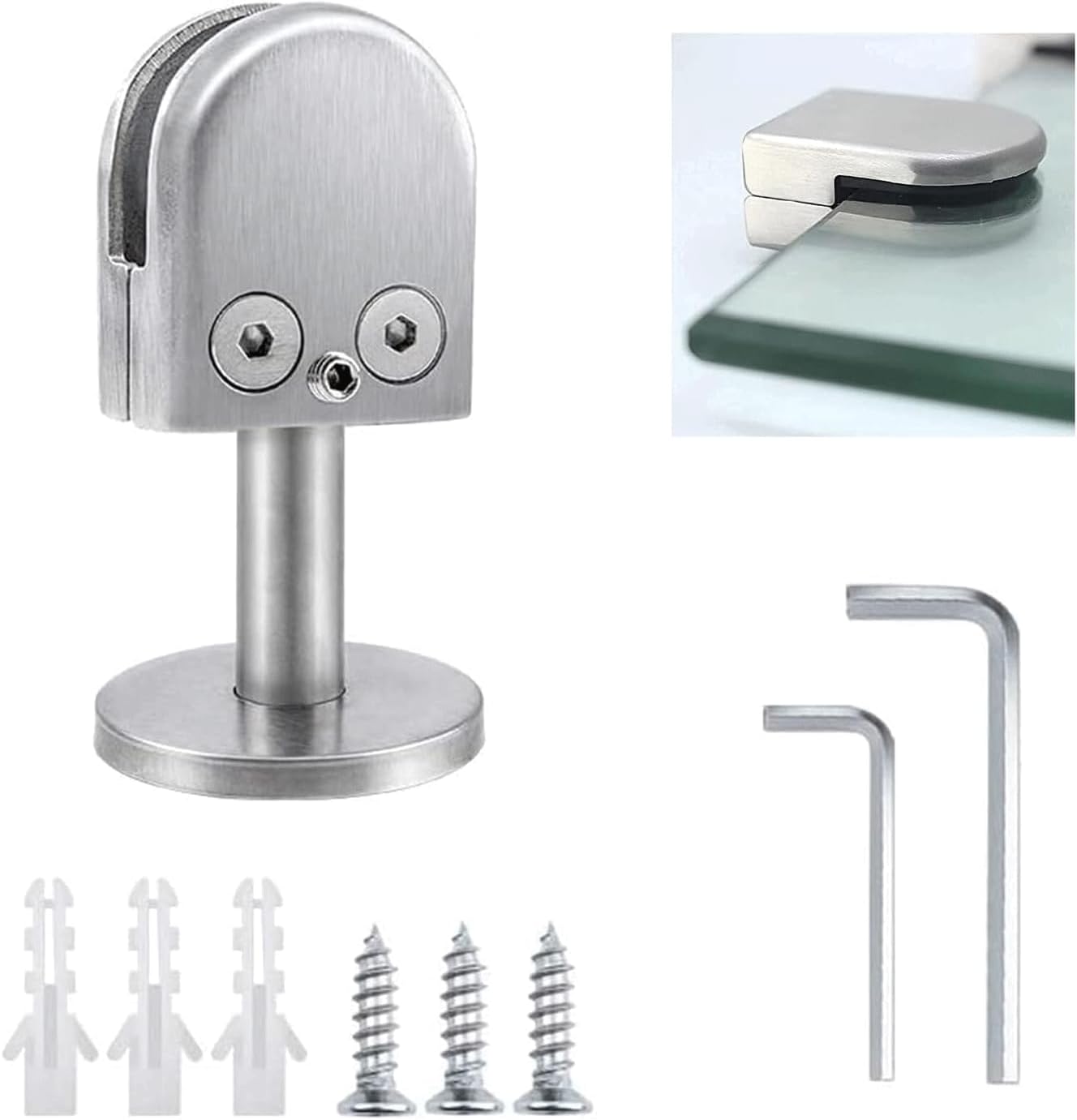 Amazon.com: Glass Shelf Bracket 24 Pcs Glass Clamps No Drilling Glass ...