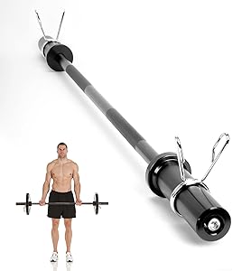 Tcatec 4FT Olympic Barbell Bar Solid Threaded Chrome barbell Bar with 2 ...