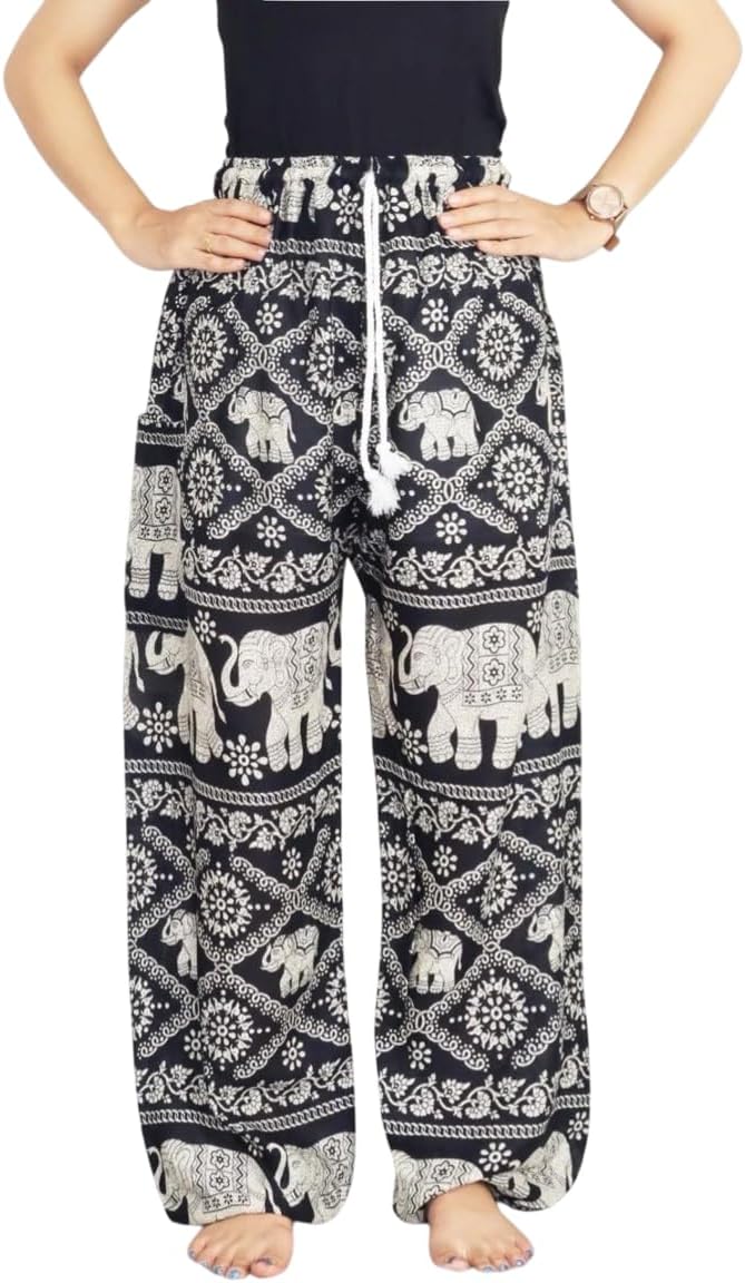 Authentic Thai Elephant Pants, Imported from Thailand Black : Amazon.co ...