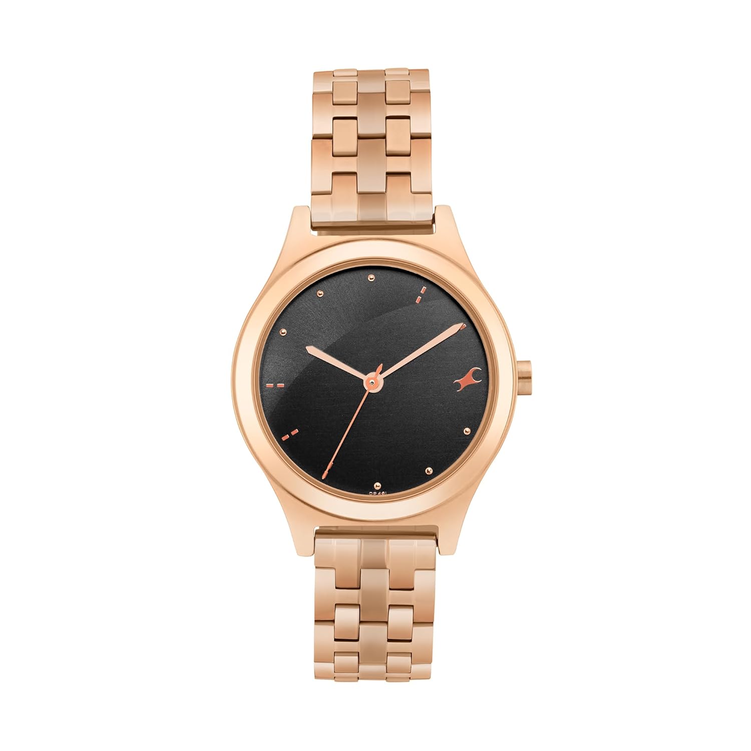 Buy Fastrack Stunners Quartz Analog Black Dial Rose Gold Stainless ...