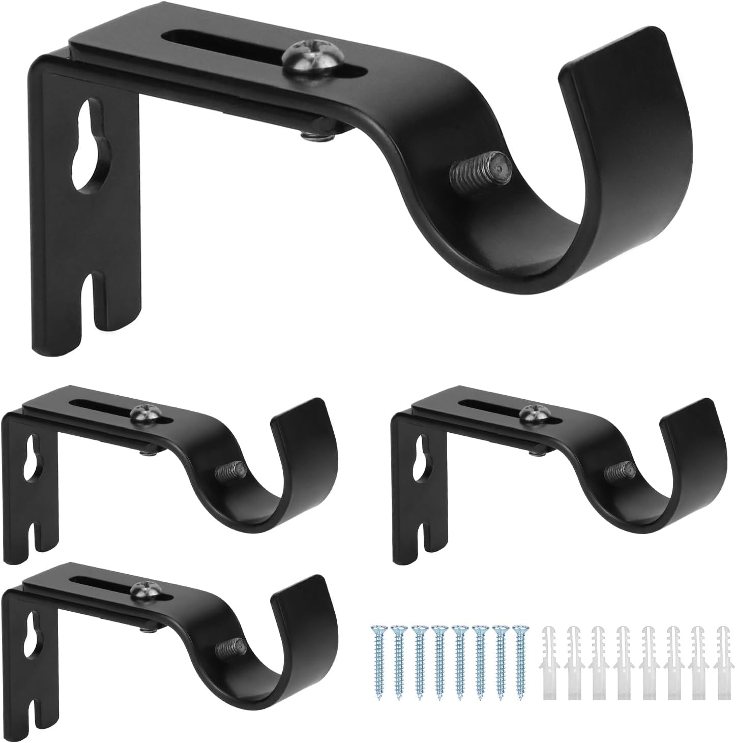 Amazon.com: QWORK 4 Pack Heavy Duty Curtain Rod Brackets Holders for 1 ...