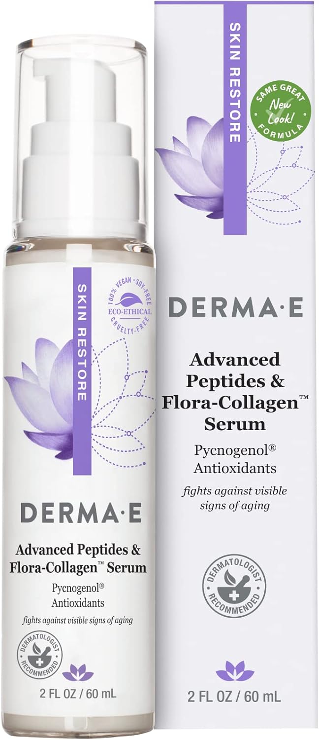 DERMA E Advanced Peptides and Flora-Collagen Serum – Double Action ...