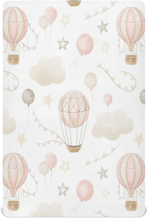 Amazon.com: Kigai Hot Air Balloon Clouds Crib Sheet for Boys and Girls ...