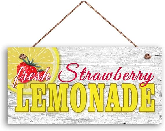 Amazon.com: Fprqlyze Fresh Strawberry Lemonade Sign, Summer Sign ...