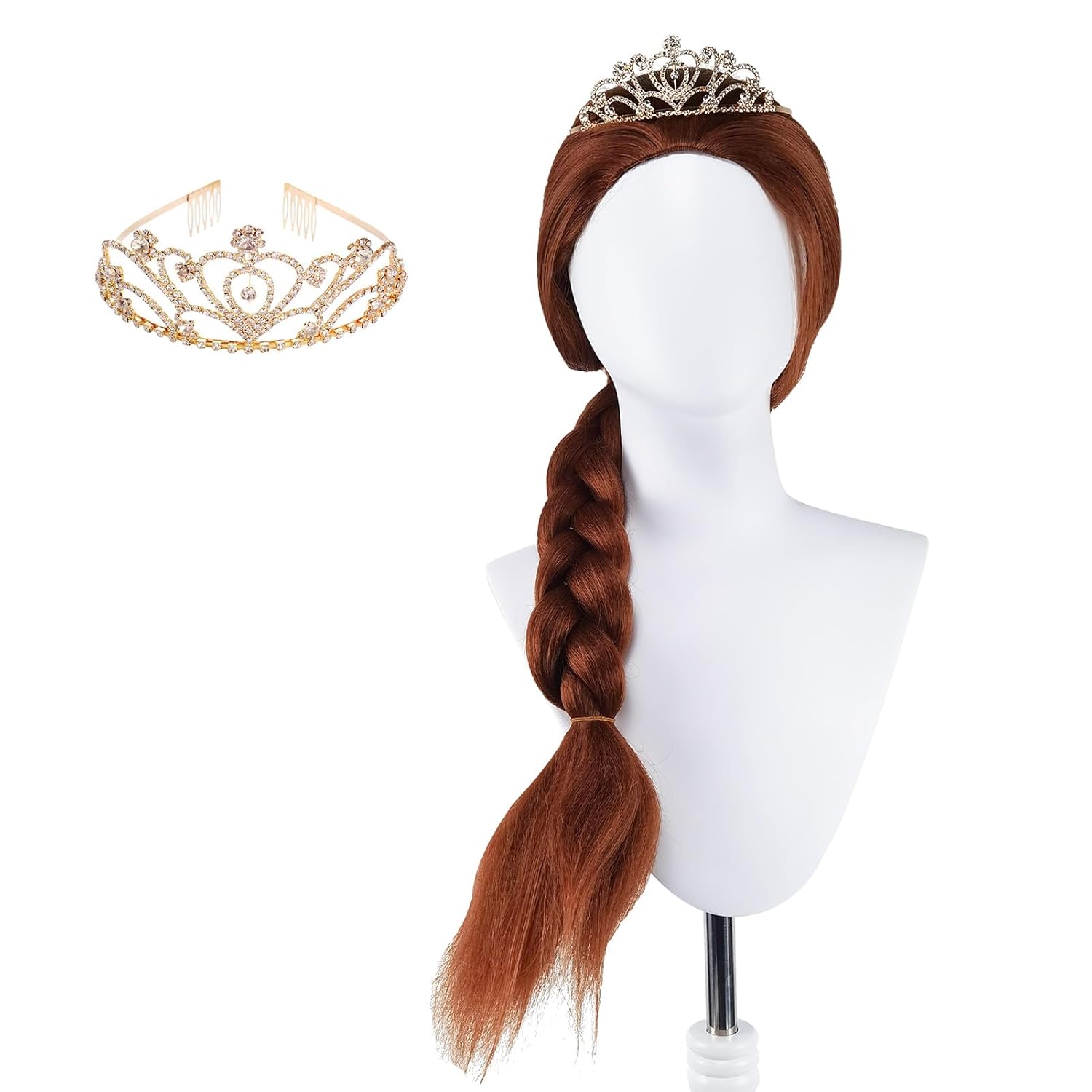 Amazon.com: ZNTU Princess Fiona Wig & Crown - Long Brown Braid ...