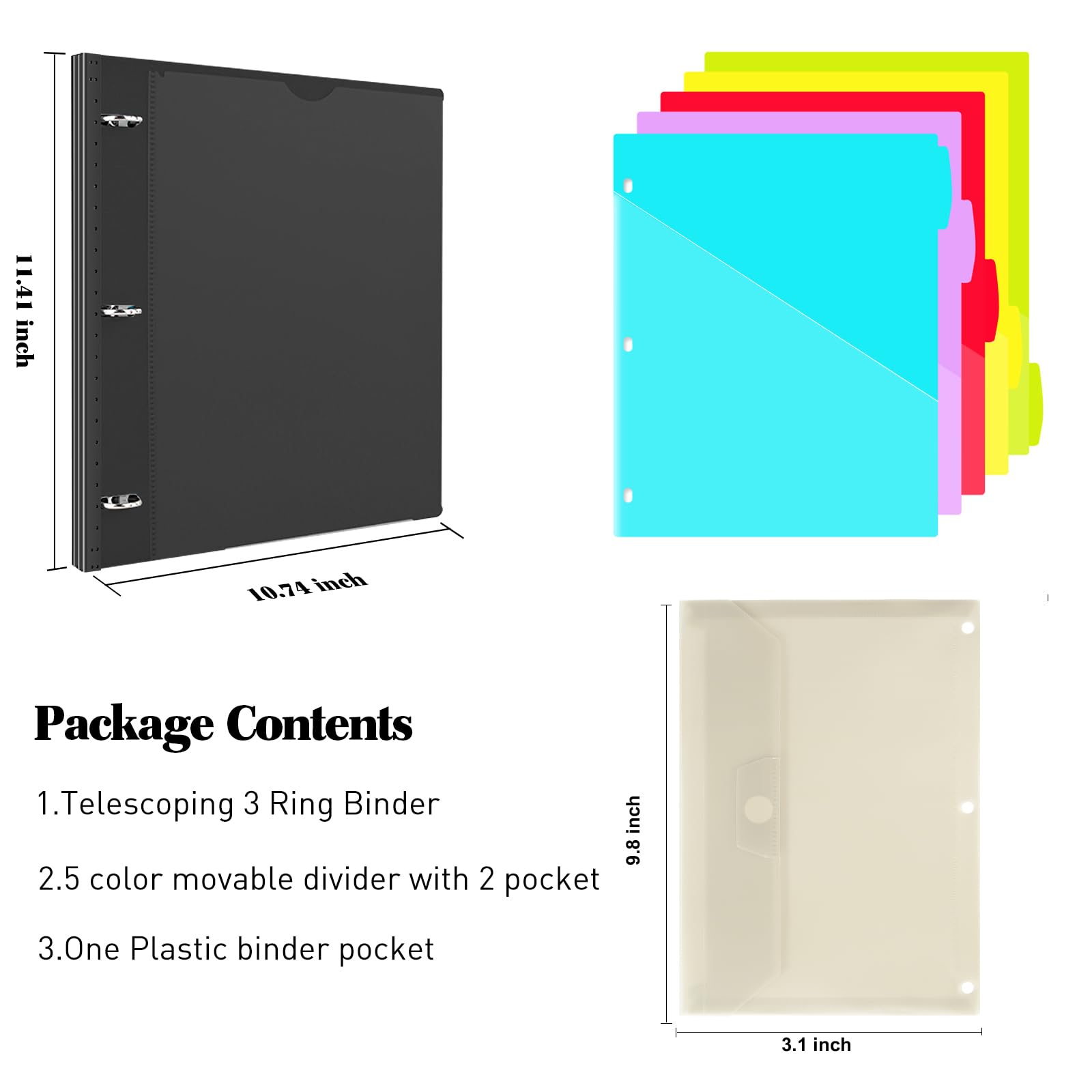 Snapklik.com : Telescoping Project Organizer Binder -Black