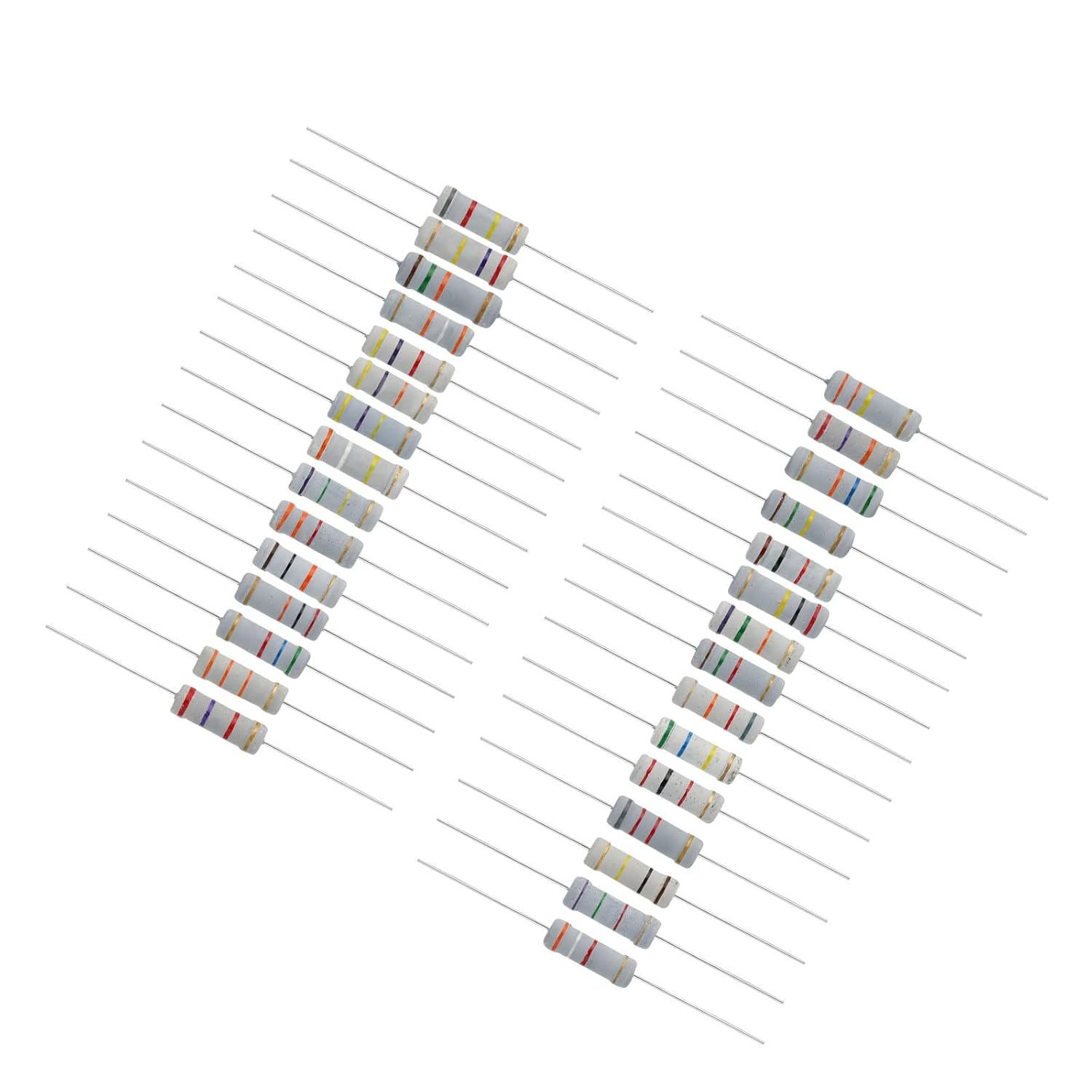 PATIKIL 3Watt 1K-820K Ohm Carbon Film Resistor, 150 Pcs 30 Values ...