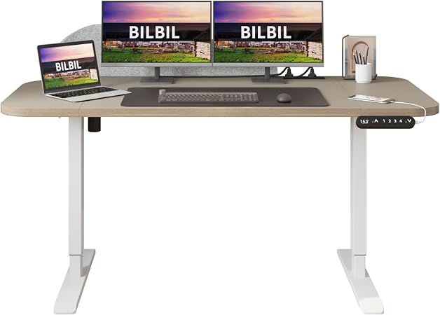 Amazon.com: bilbil Electric Standing Desk with Power Strip & Privacy ...