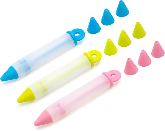 Amazon.com: Cake Decorating Pens - Cake Icing Pen Kit of 3 with 12 Tips ...