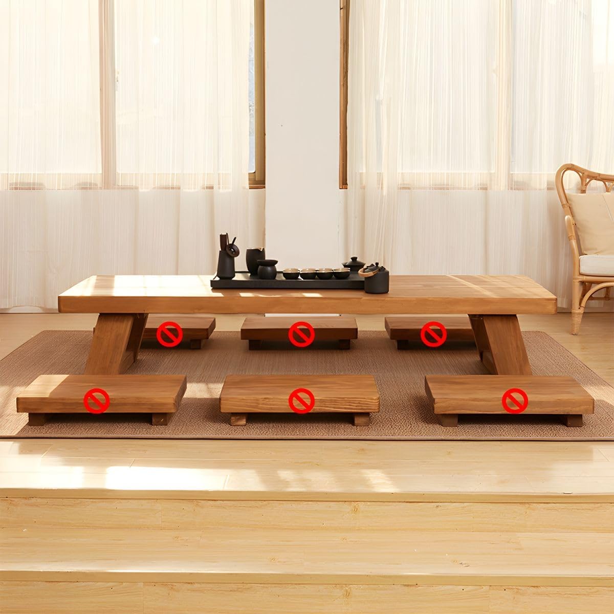 Amazon.com: RUNNUP Modern Rectangle Solid Wood Coffee Cocktail Table ...