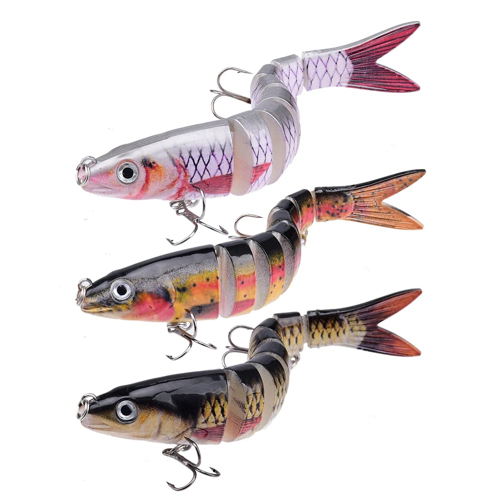 LUYAYUER Fishing Lures for Bass Perch, 9 Multi Jointed Swimbaits Slow ...
