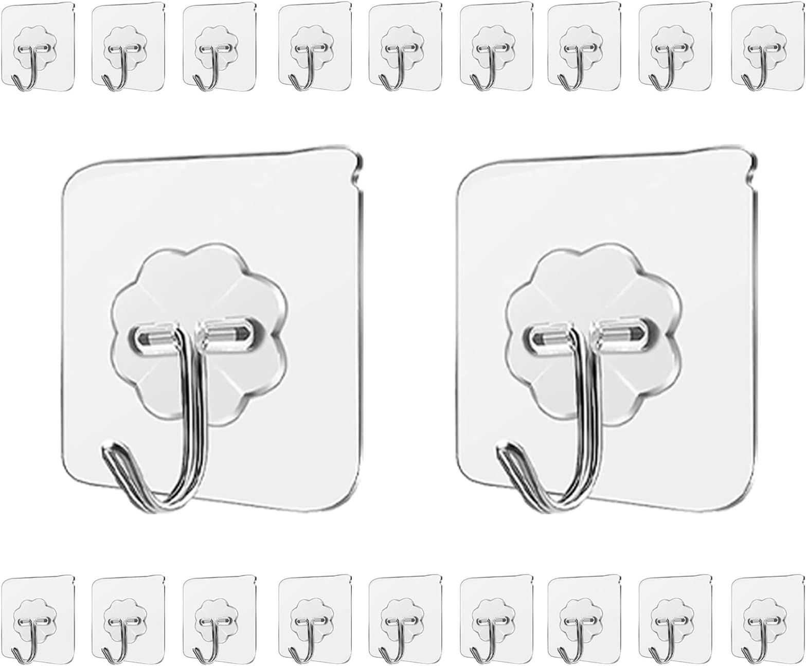 Adhesive Wall Hooks Bathroom Kitchen 24 Packs Heavy Duty 22lb(Max) Nail ...