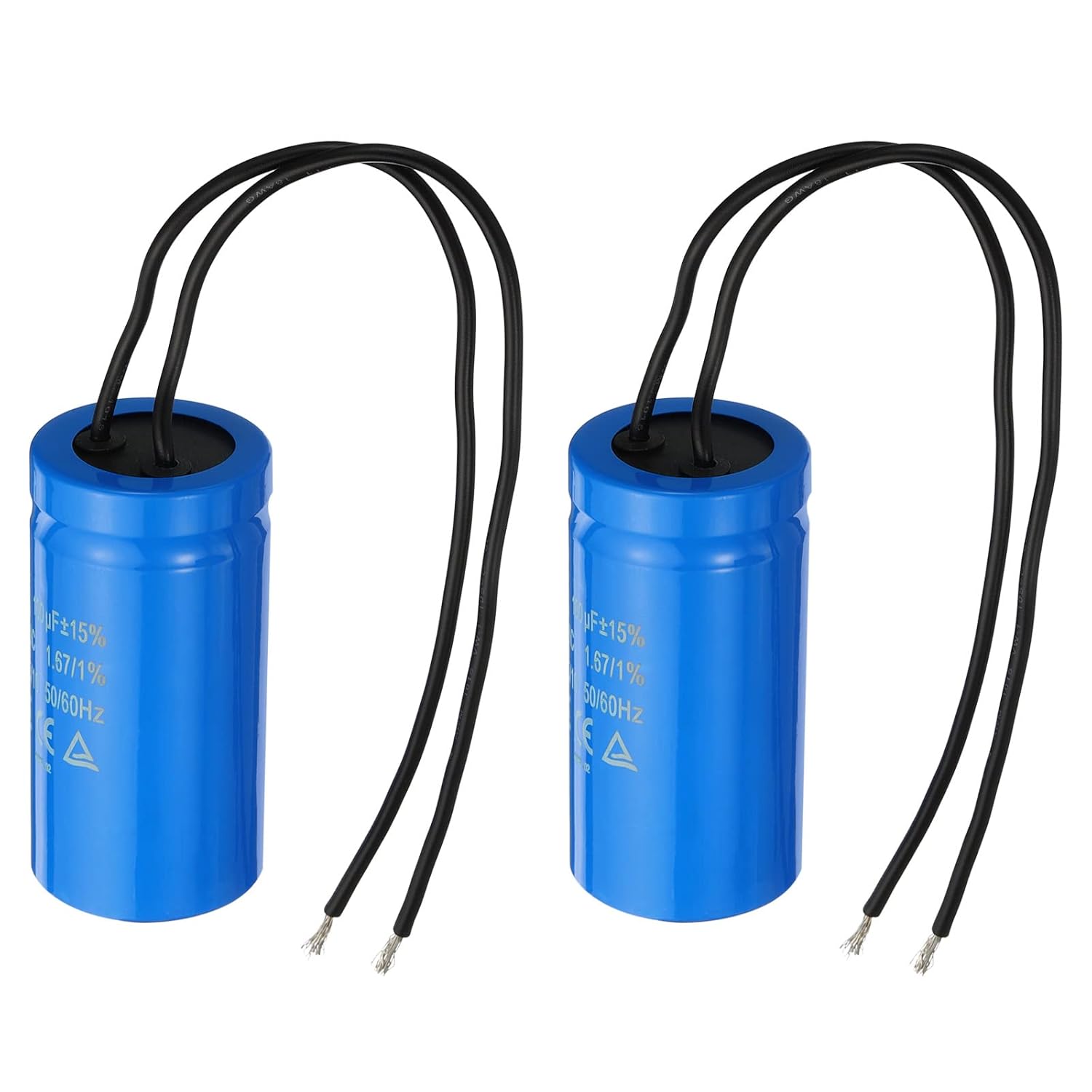 PATIKIL CD60 Run Capacitor, 2 Pack 100uF 250VAC 2 Wires 50/60Hz Motor ...