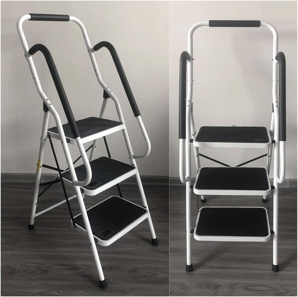 Step Ladder with Safety Handrail Foldable Safety Non Slip Matt Safe ...