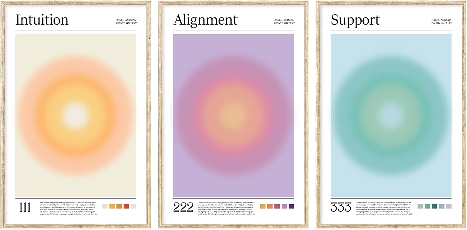 Amazon.com: Aura Energy Wall Art Angel Number Poster Gradient Aura Wall ...
