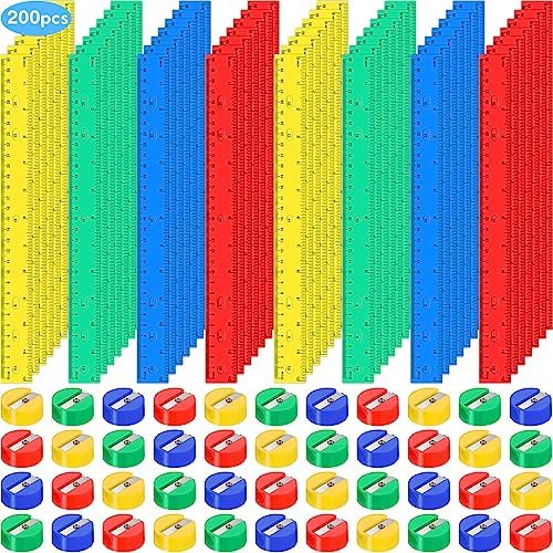 Amazon.com : 100 Pcs Plastic Rulers and 100 Pcs Mini Round Manual ...