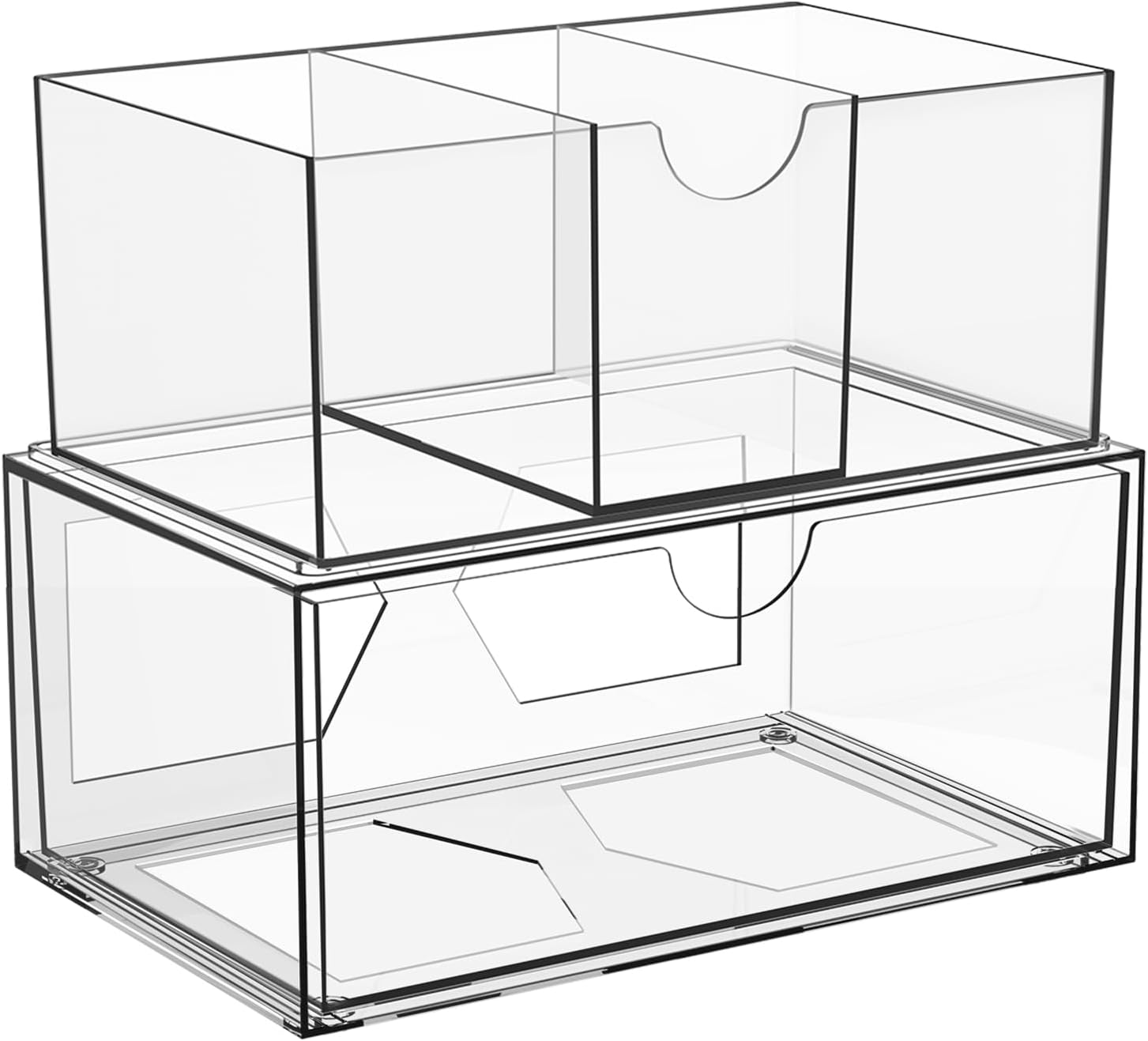 Amazon.com: 【𝟰𝗣𝗖𝗦】A-LUGEI Acrylic Stackable Storage Drawers, 11.8"W ...