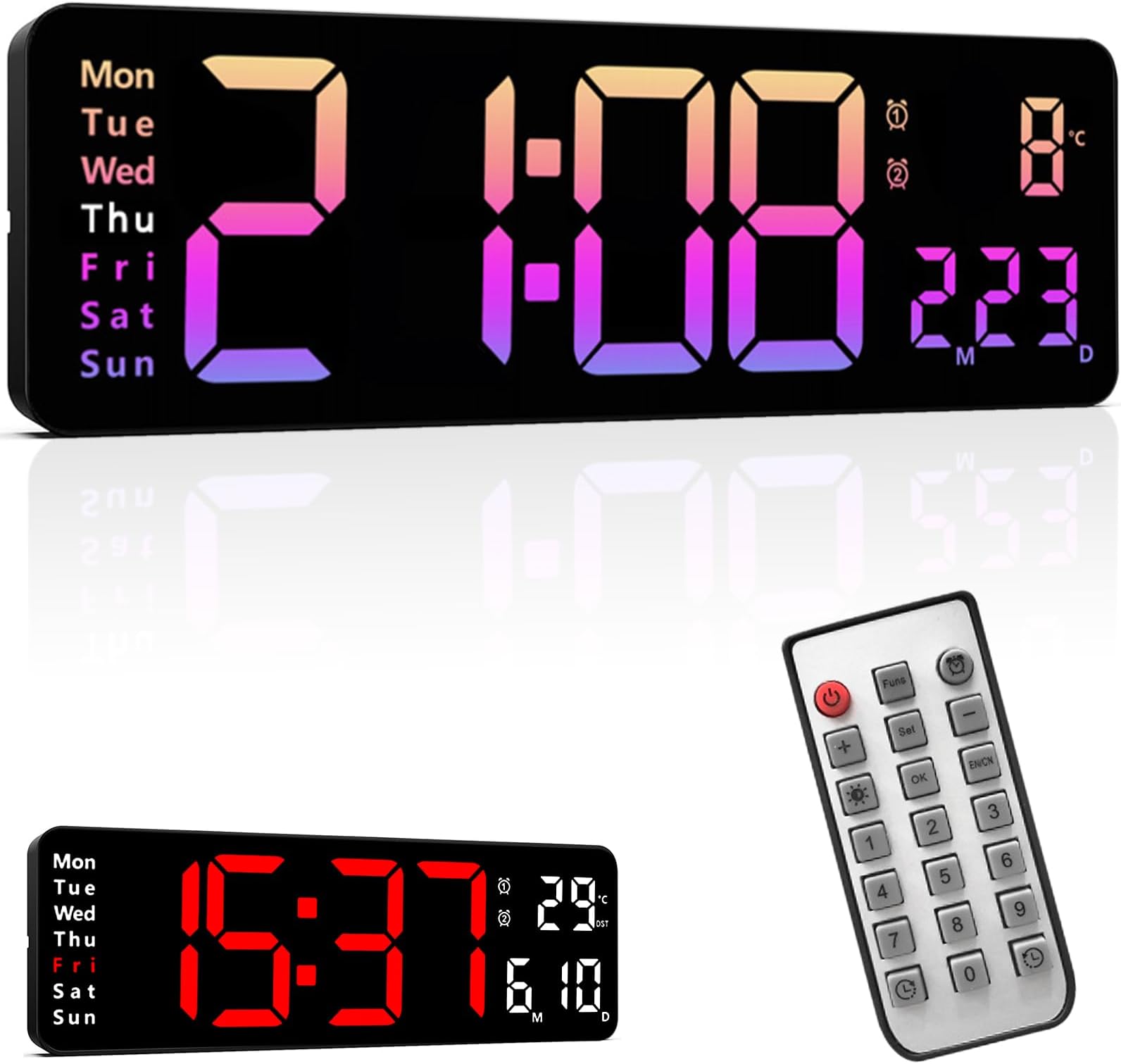 Reloj de pared digital con visualización grande, reloj de pared digital ...