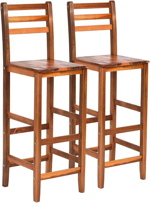 Amazon.com: COSTWAY Set of 2 Solid Wood Bar Stool, Counter Height Stool ...