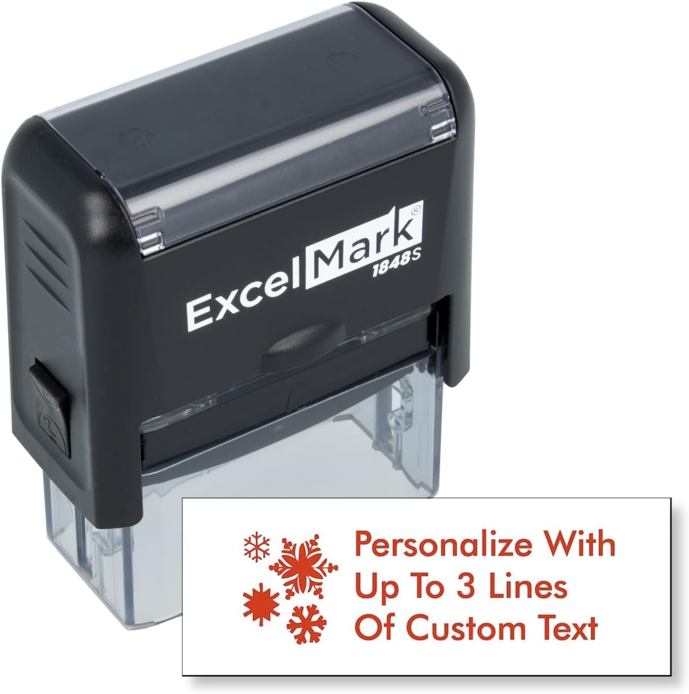 Amazon.com: Self-Inking Christmas Rubber Stamp - Snowflake - Red Ink ...