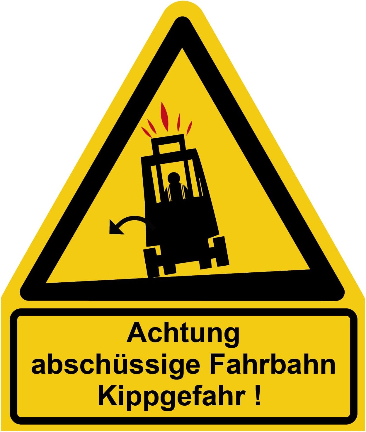 Aufkleber Warnung „Abschüssige Fahrbahn Kippgefahr Stapler – Symbol ...