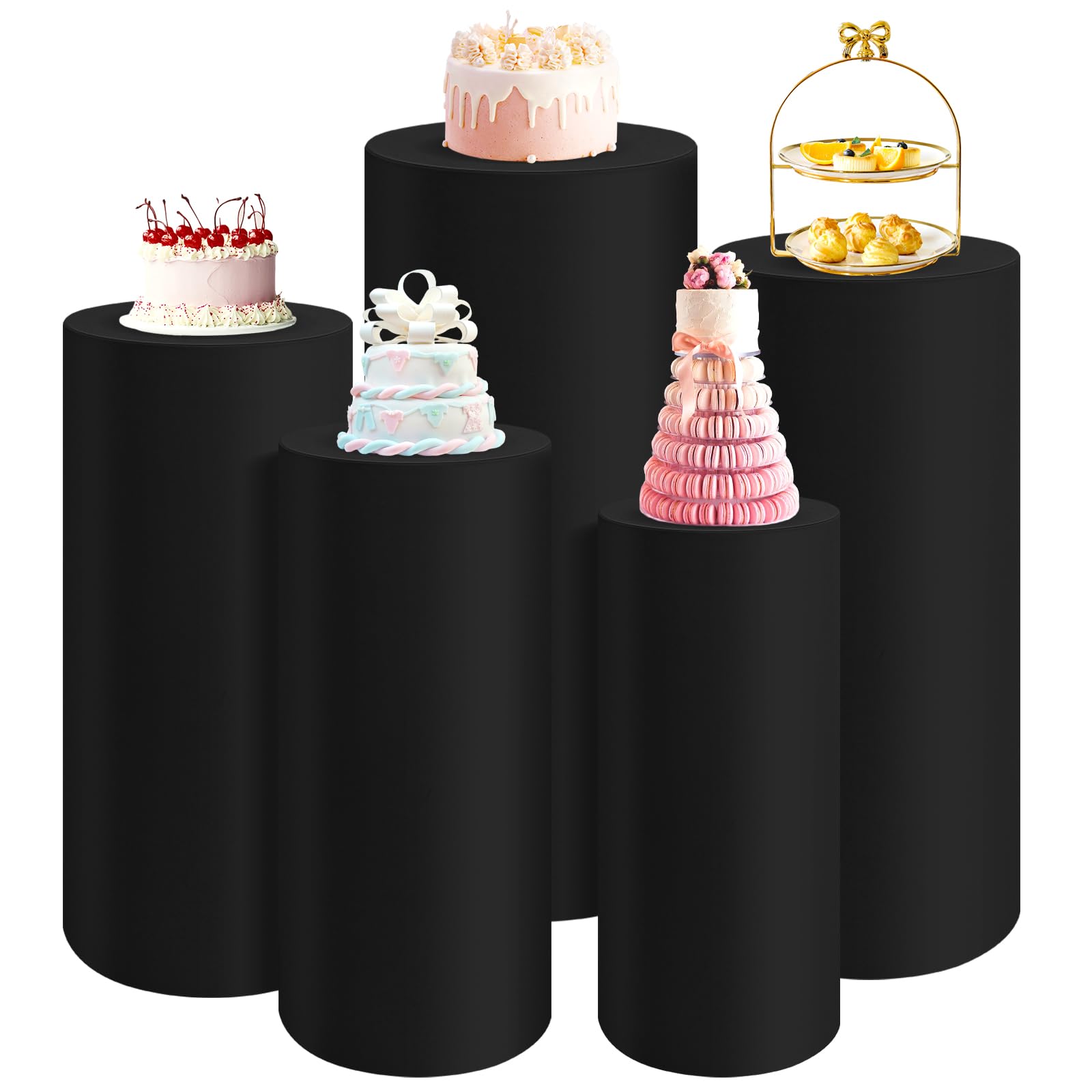 Amazon.com: YJYQHYX Spandex Cylinder Pedestal Stand Covers Set of 5 ...