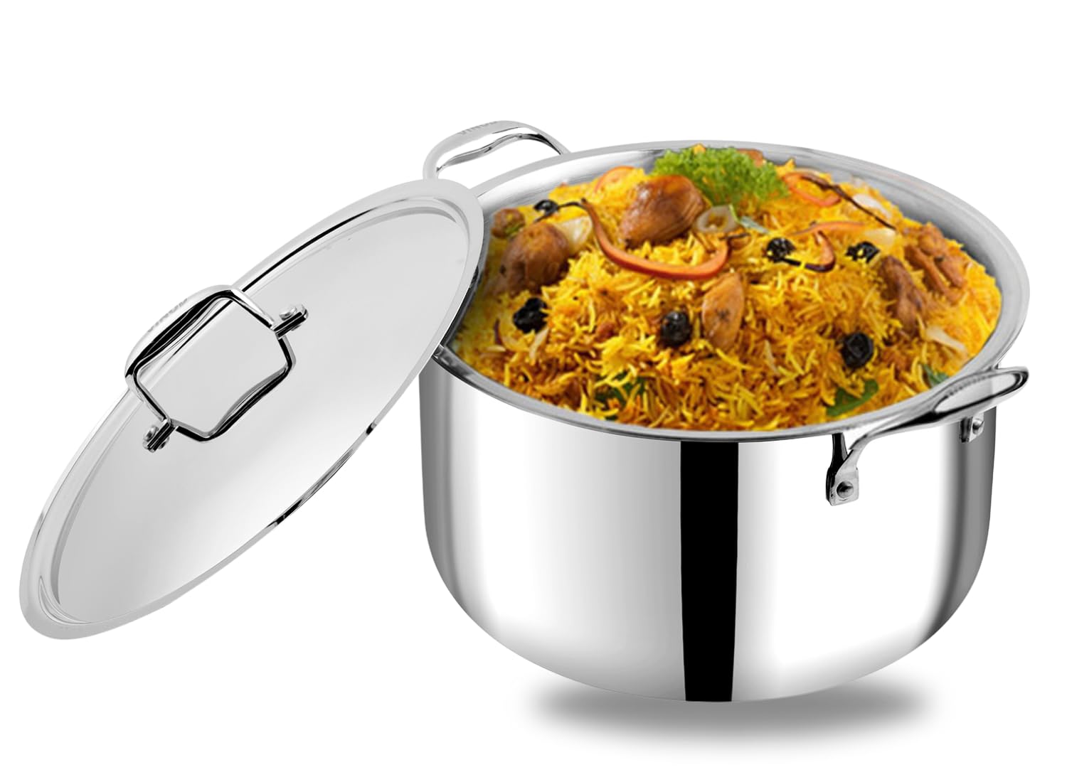 Buy Vinod Platinum Triply Stainless Steel Biryani Pot with Lid - 11 ...
