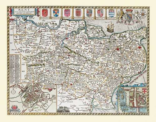 John Speed Map of Kent 1611: 20" x 16" Photographic Print of the County ...