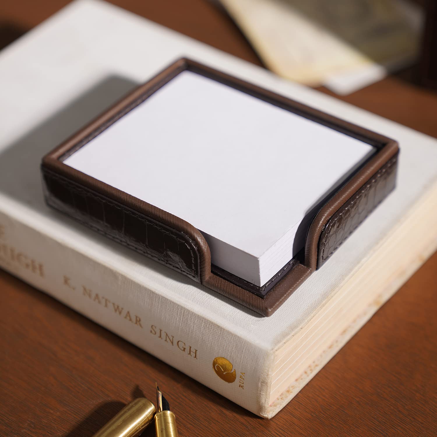 Pure Home + Living Brown Faux Leather Notepad Holder : Amazon.in ...